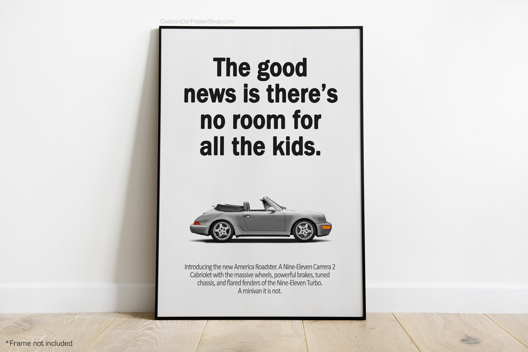 Porsche 964 Carrera Cabriolet Ad - No Room for Kids – Custom Car Poster ...